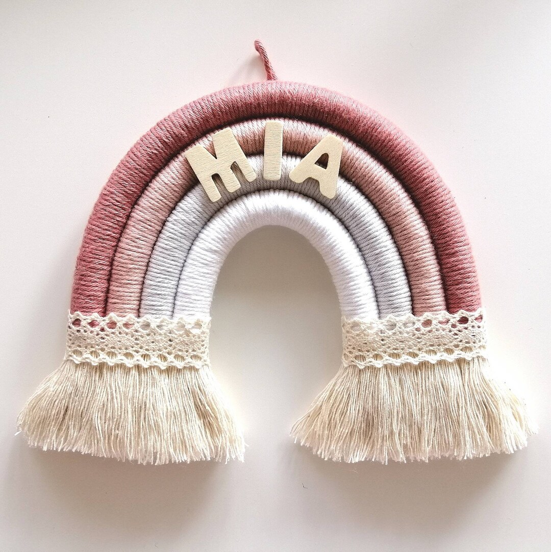 Rainbow Personalized Lace Wall Hanging Children's Room Boho Macrame ...