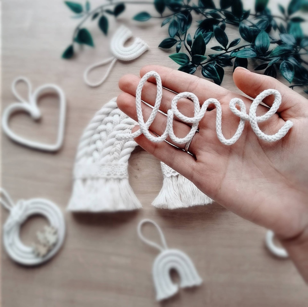 Textile Lettering Made of Wire and Cotton Love Knitted Word - Etsy
