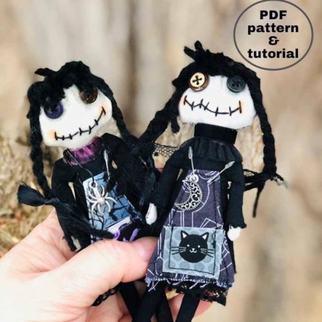 Goth Girl Doll Sewing Pattern: 6" Mini Grungy Doll With Clothes (PDF ...