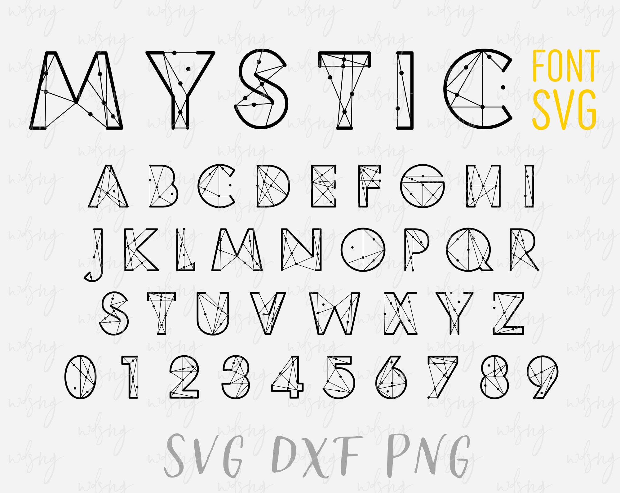 Mystic Font SVG, Letter and Number, SVG DXF for Cricut Cutting Machine ...