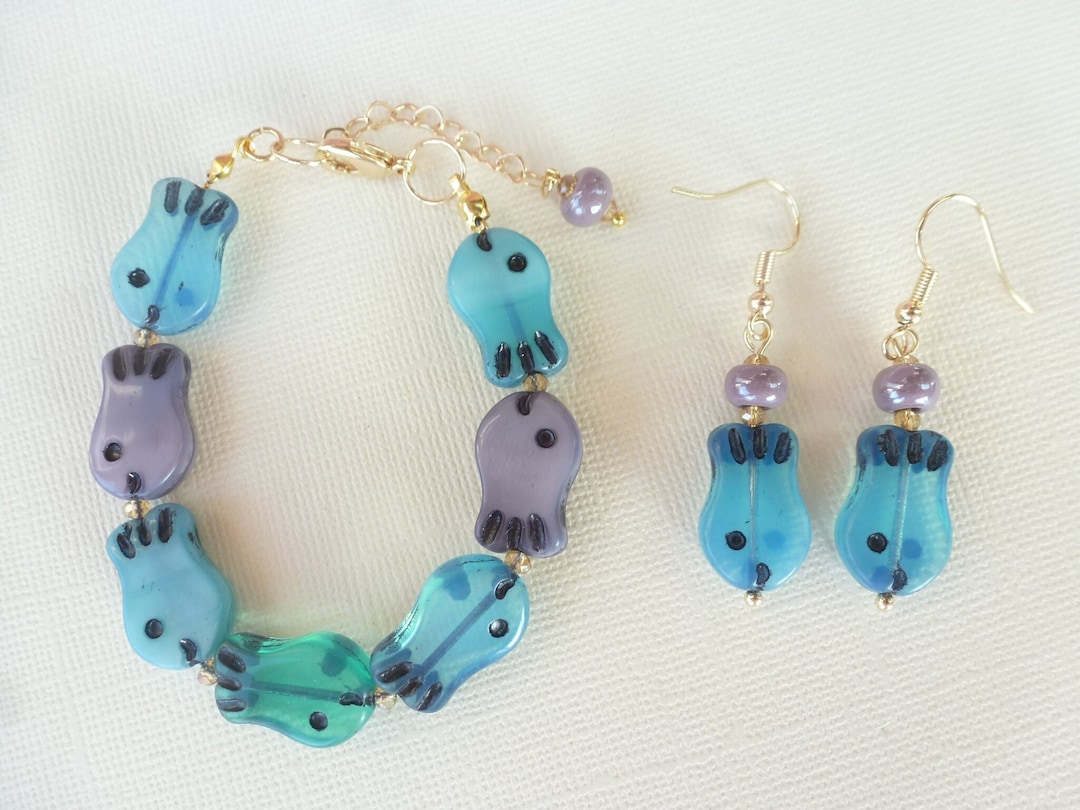 Fish Set, Bestiaire Collection, Glass and 14K Gold-plated Metal, Blue ...