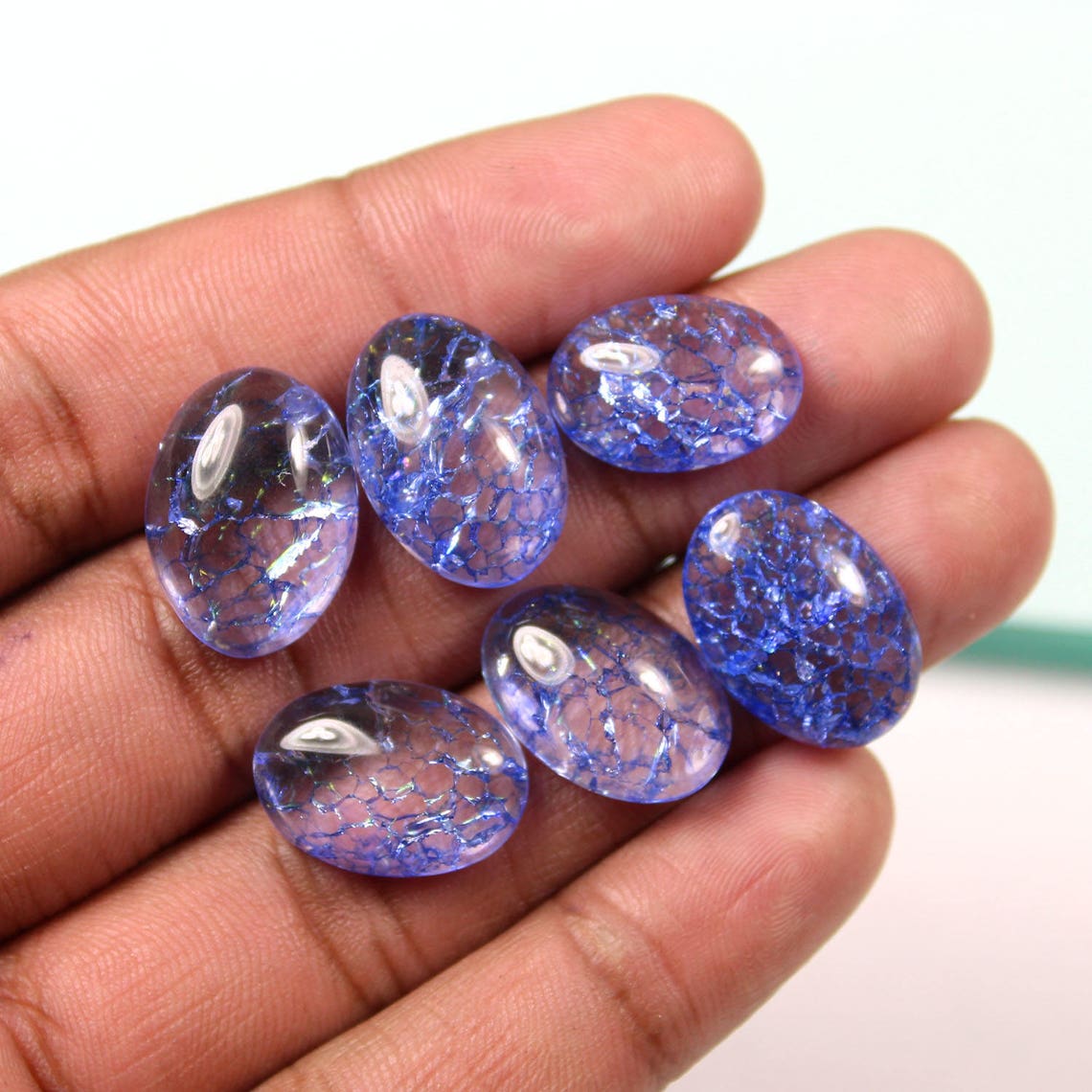 6 Pcs Beautiful Designer Blue Crackle Quartz - Etsy