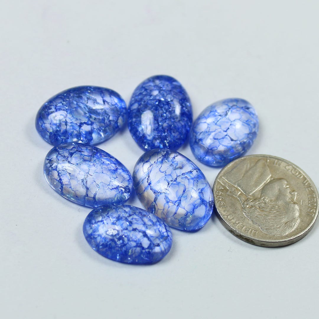 6 Pcs Beautiful Designer Blue Crackle Quartz - Etsy