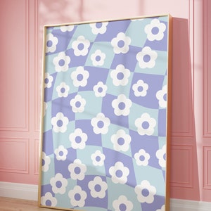 Blue Preppy Printable Wall Art Set Aesthetic Smiley Face Print Sets ...