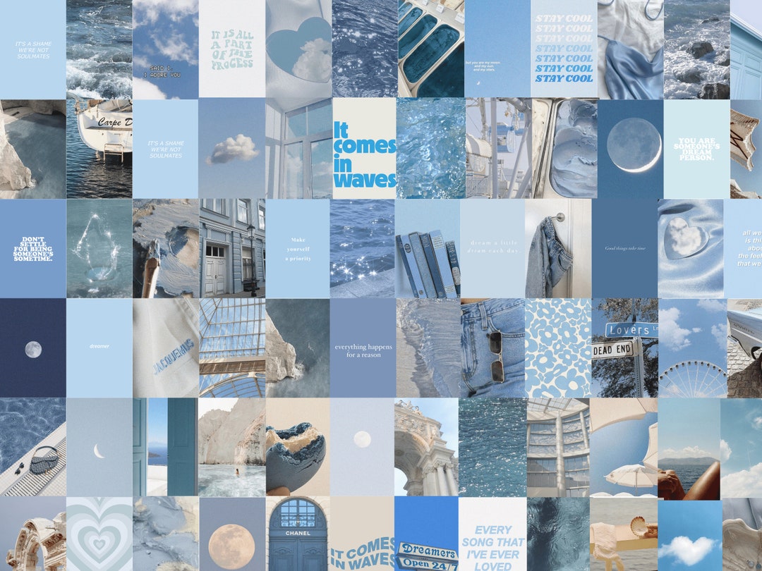 90 PCS Coastal Granddaughter Wall Collage Kit Blue Collage Pictures ...