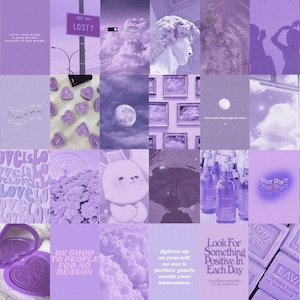 75 PCS Purple Aesthetic Collage Kit Purple Wall Art Purple Decor ...