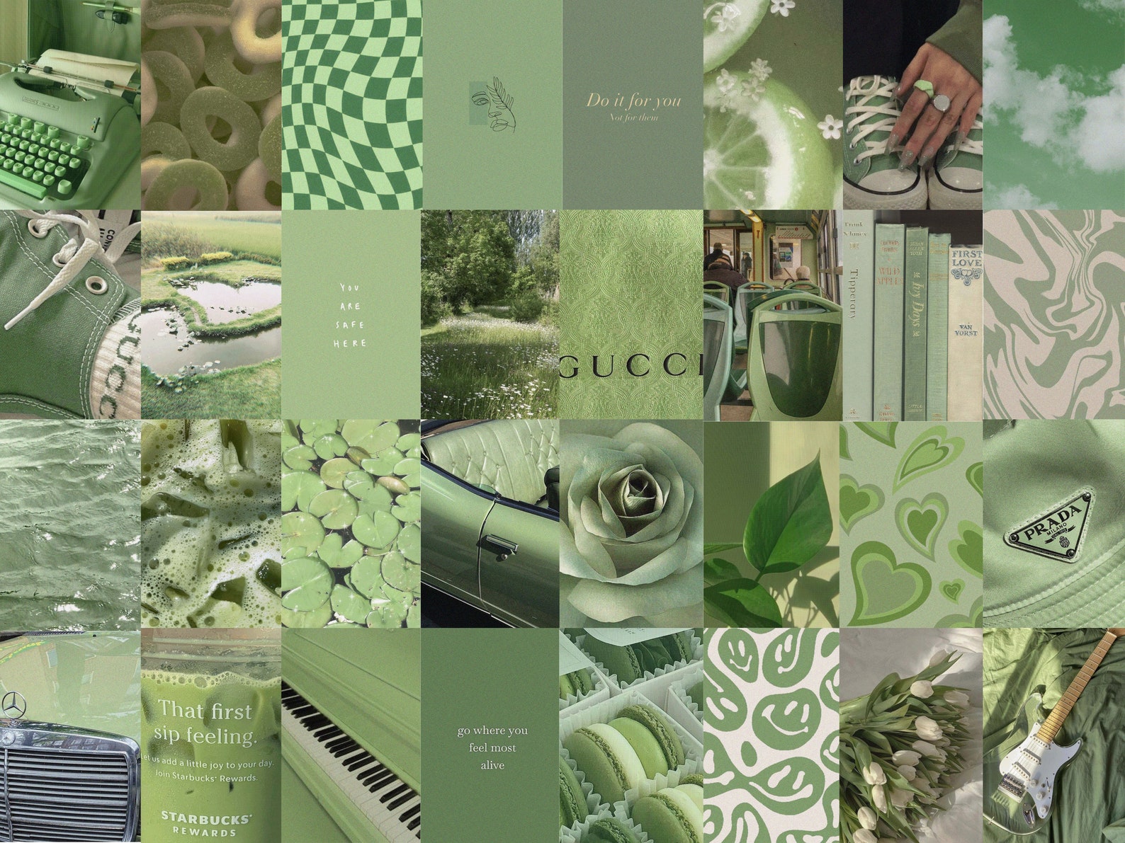 100 PCS Sage Green Wall Collage Kit Aesthetic Sage Green - Etsy