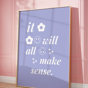 Blue Preppy Printable Wall Art Set Aesthetic Smiley Face Print Sets ...