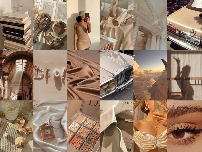 60 Beige Brown Aesthetic Photo Wall Collage Kit Boujee - Etsy UK