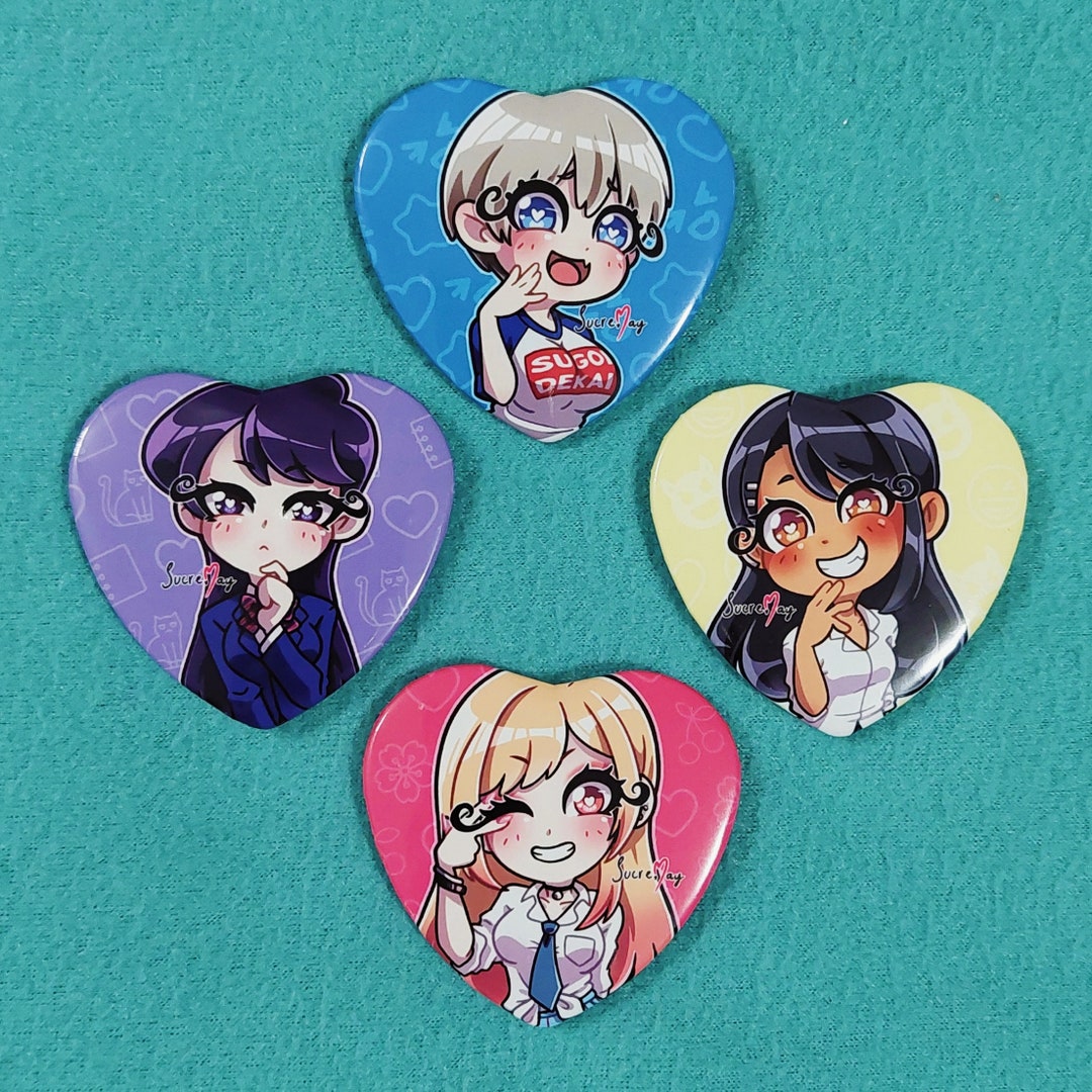 Heart Shape Anime Waifu Pin Button [wave 1] - Etsy