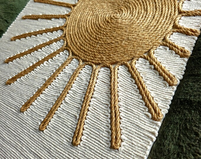 Textured Sun Jute Rope Art | Natural Wall Art | 3D String Design | Boho ...