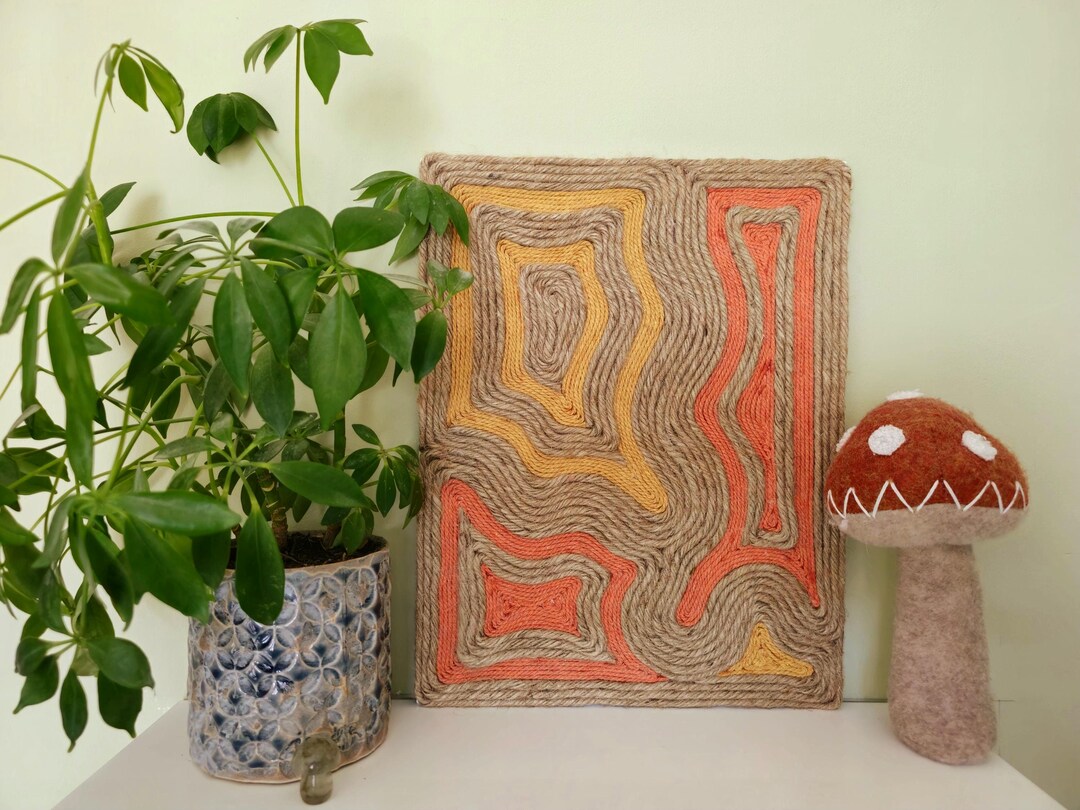 Textured Jute & String Colourful Boho Art Hippie Canvas Panel 3D String ...
