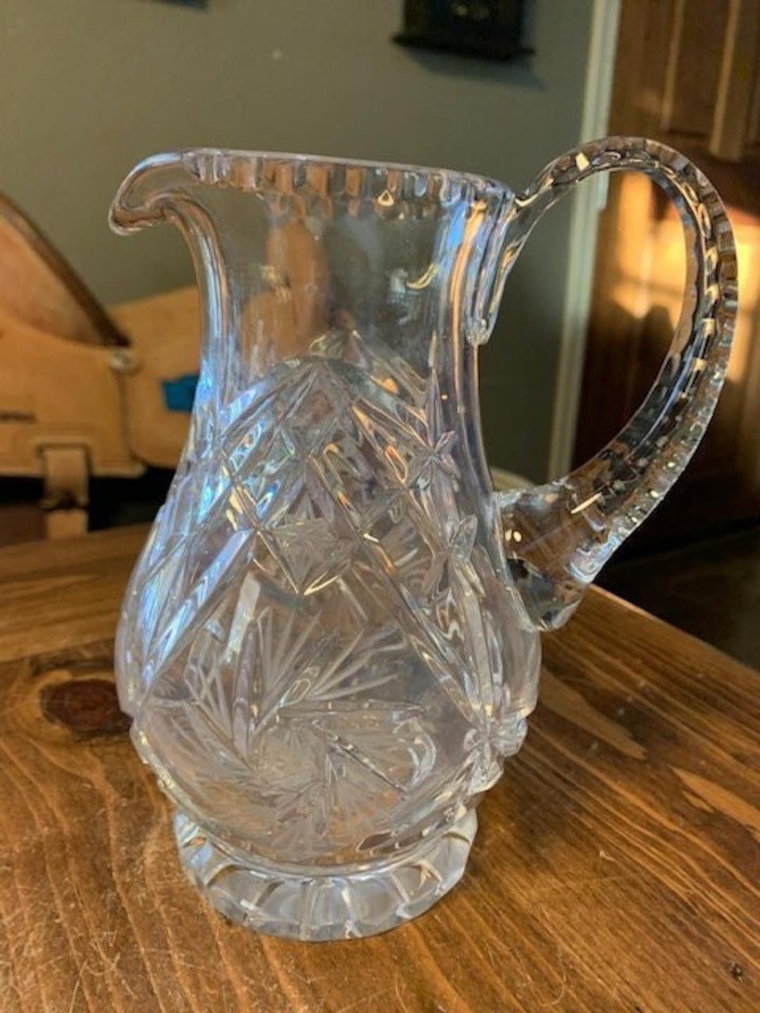 Vintage Etched Glass Pitcher - Etsy
