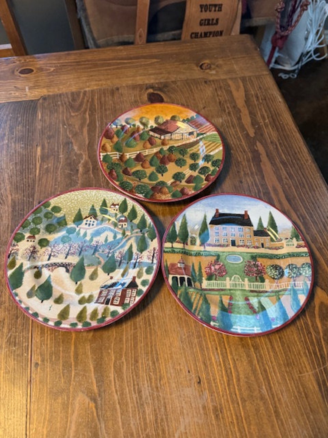 Set of 3 Vintage Block Country Village Plates - Etsy