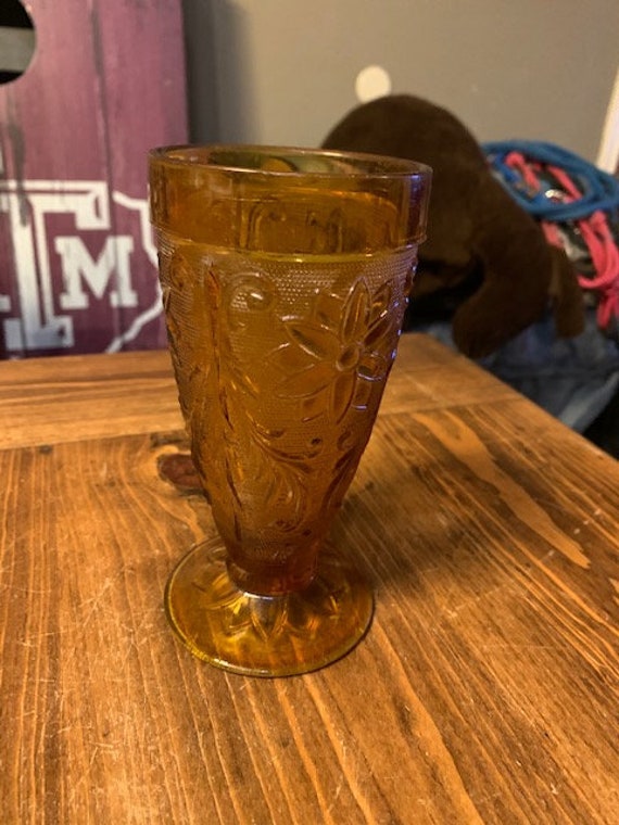 Amber Depression Glass Goblet | Etsy