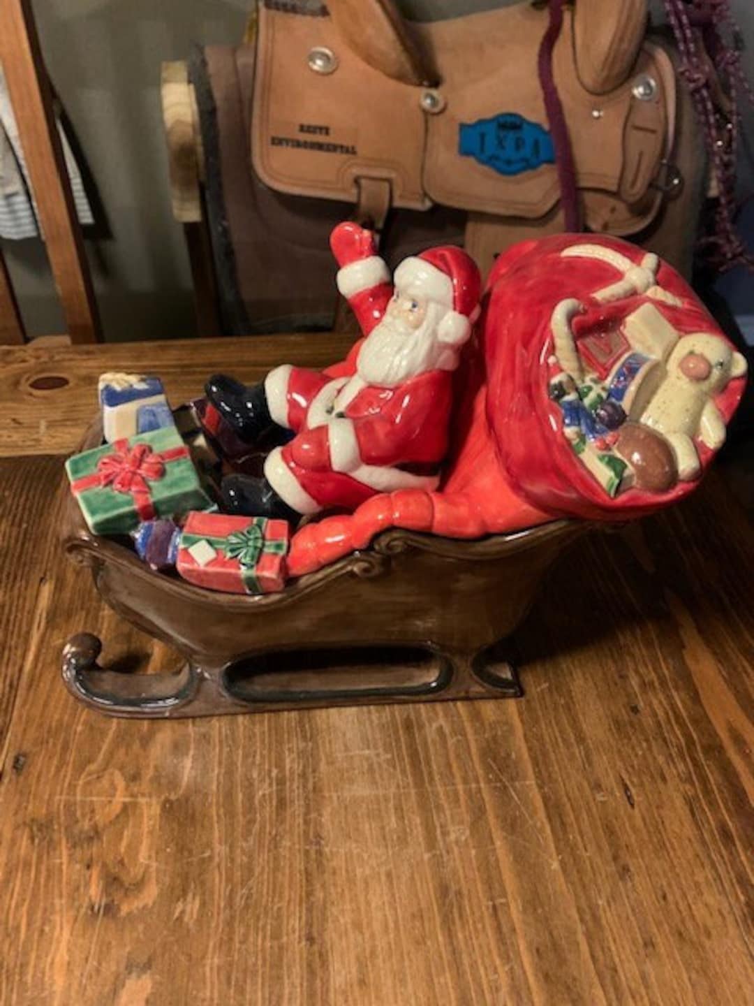 Large Santa Sleigh Figurine - Etsy