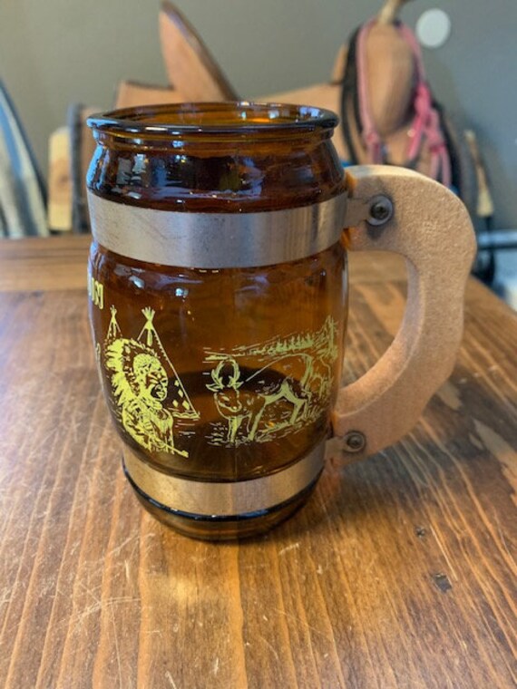 Vintage Brown Glass Siesta Ware Style Mug Wood Handle - Etsy