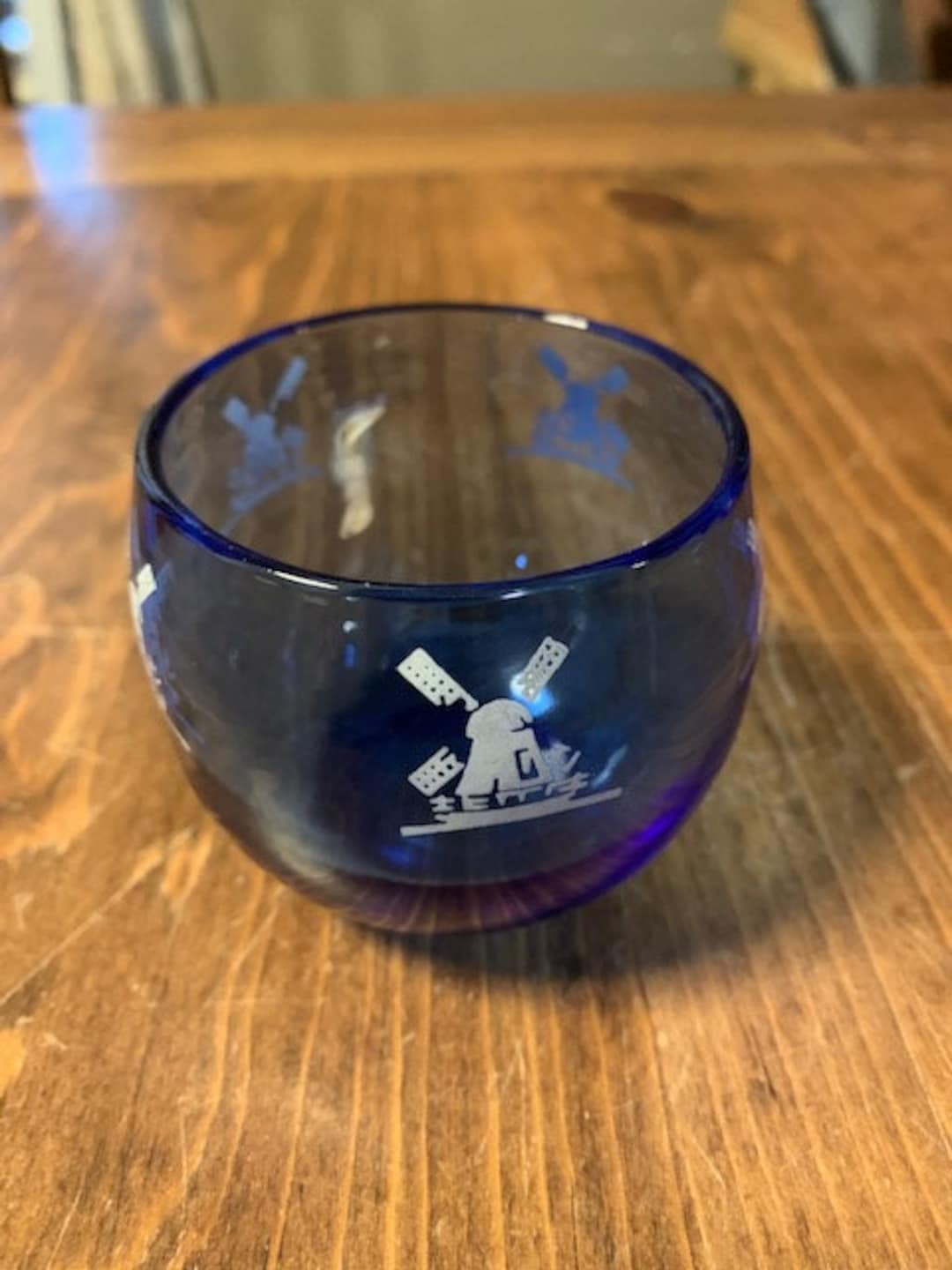 Delft Blue Glass With Windmill Pattern - Etsy