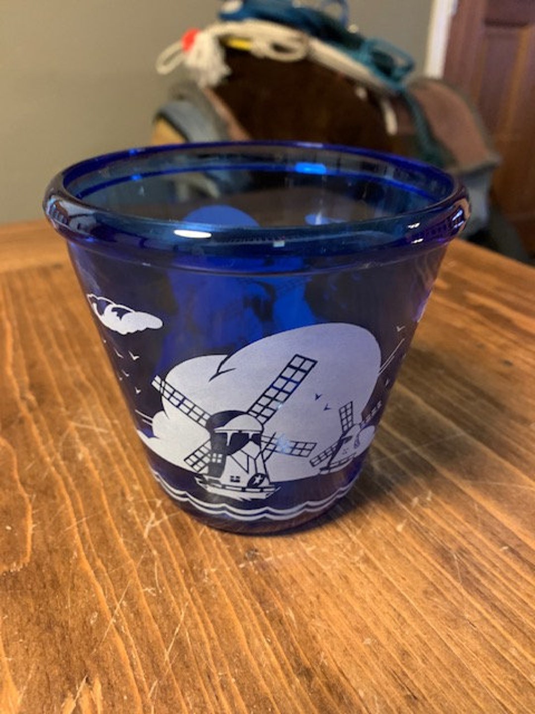 Hazel Atlas Delft Blue Windmill Ice Bucket - Etsy