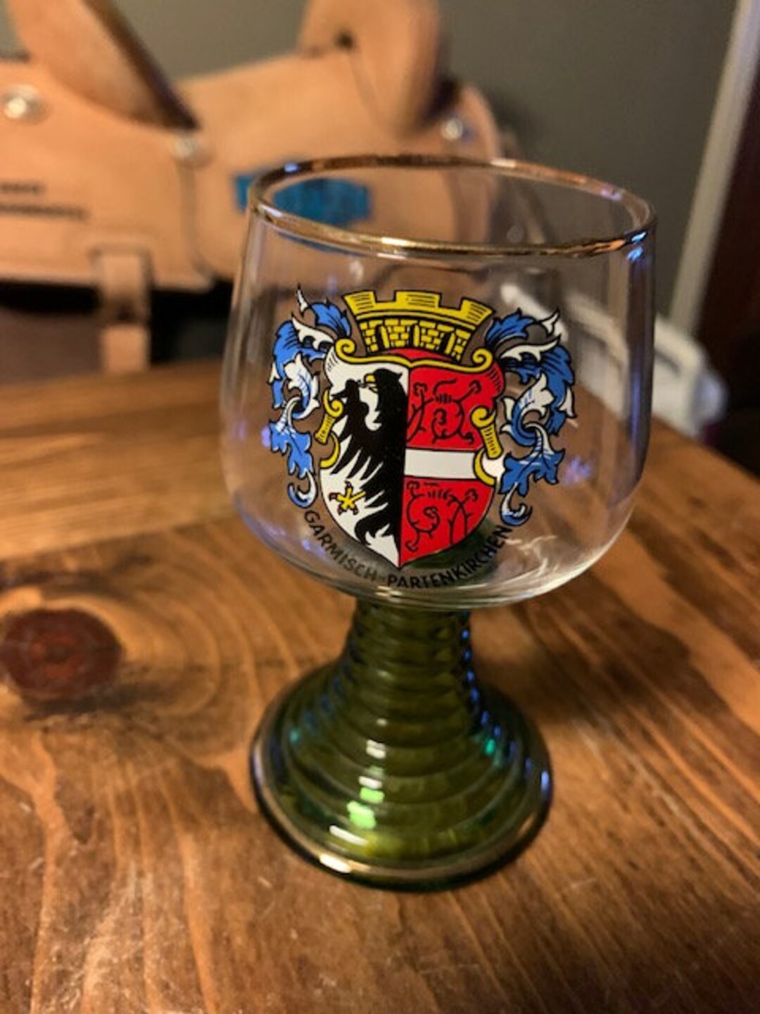 Vintage German Green & Gold Goblet - Etsy