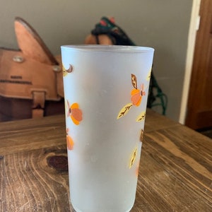 Vintage Fall Leaves Frosted Drinking Glass - Etsy