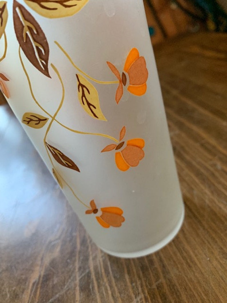 Vintage Fall Leaves Frosted Drinking Glass - Etsy