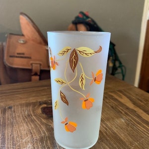 Vintage Fall Leaves Frosted Drinking Glass - Etsy