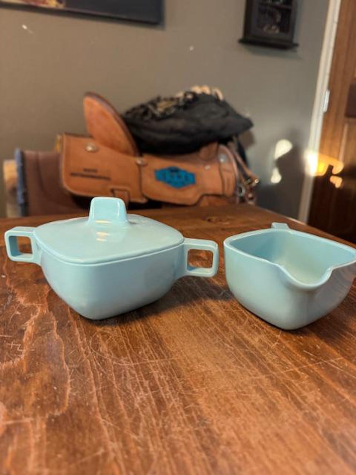 Vintage Baby Blue Melmac Cream and Sugar Set - Etsy