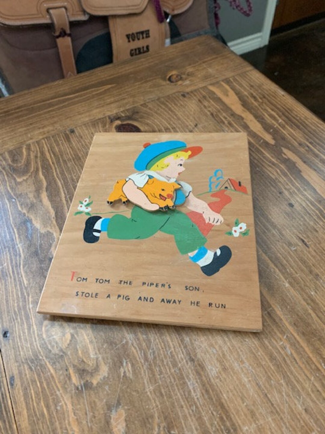 Tom Tom the Pipers Son Stole a Pig and Away He Run Wooden Wall Hanging ...