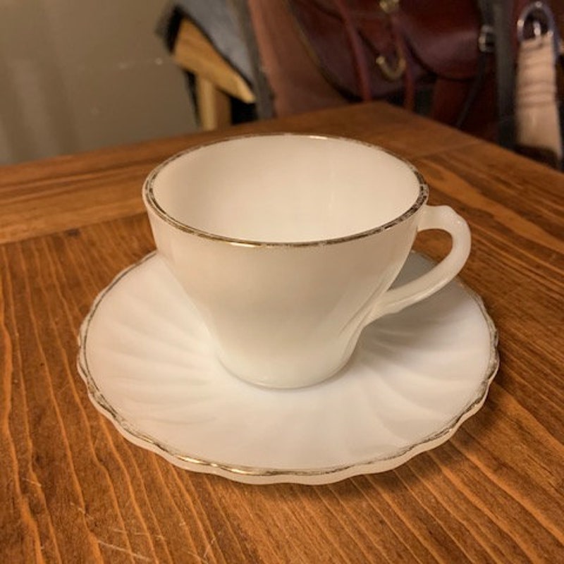 White Fire King Tea Cup - Etsy UK