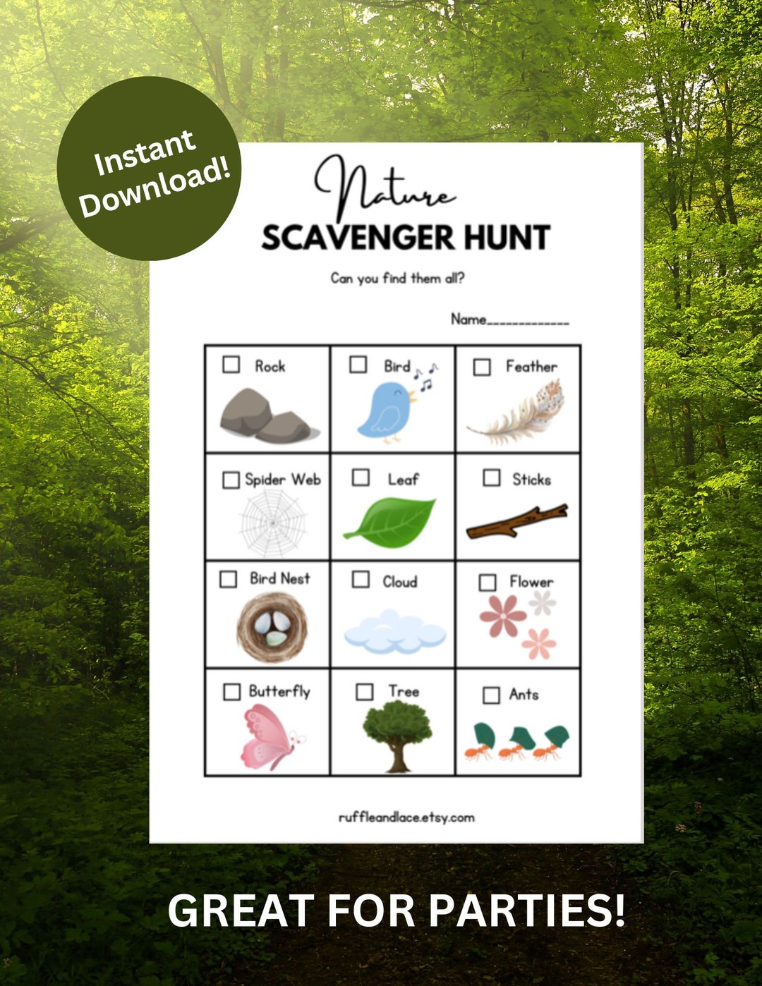 Nature Scavenger Hunt for Kids | Preschool | Kids | Birthday Party ...