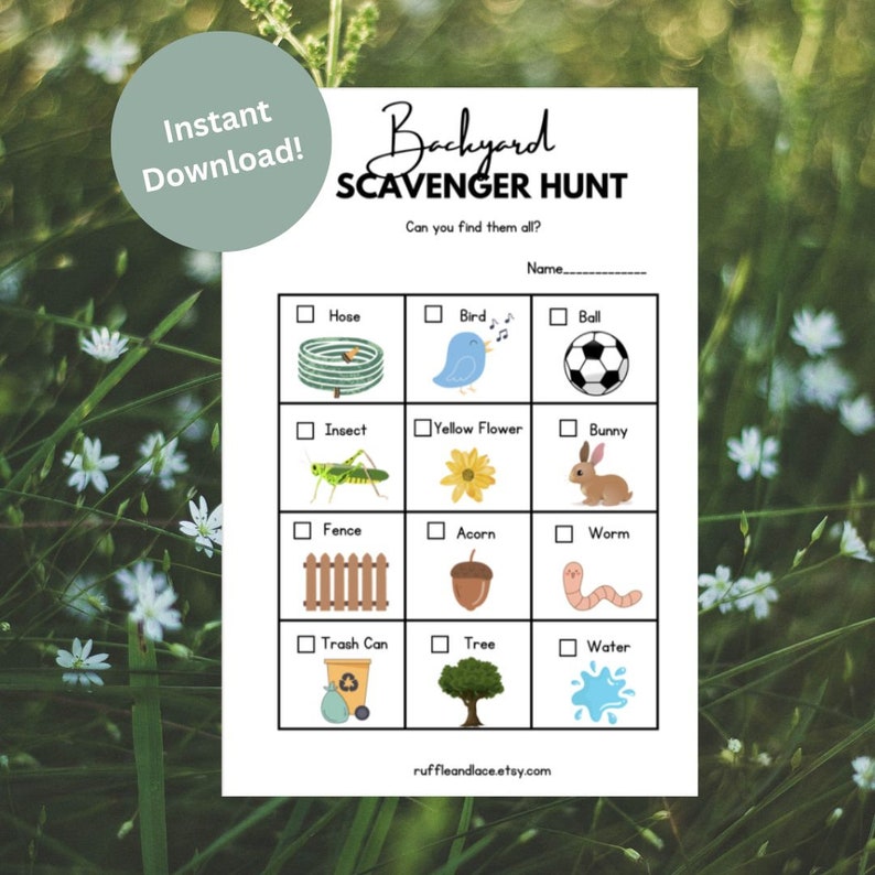 Backyard Neighborhood Scavenger Hunt | Kids Activities | Printable PDF ...