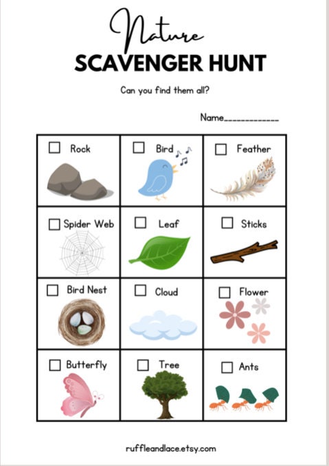 Nature Scavenger Hunt for Kids | Preschool | Kids | Birthday Party ...