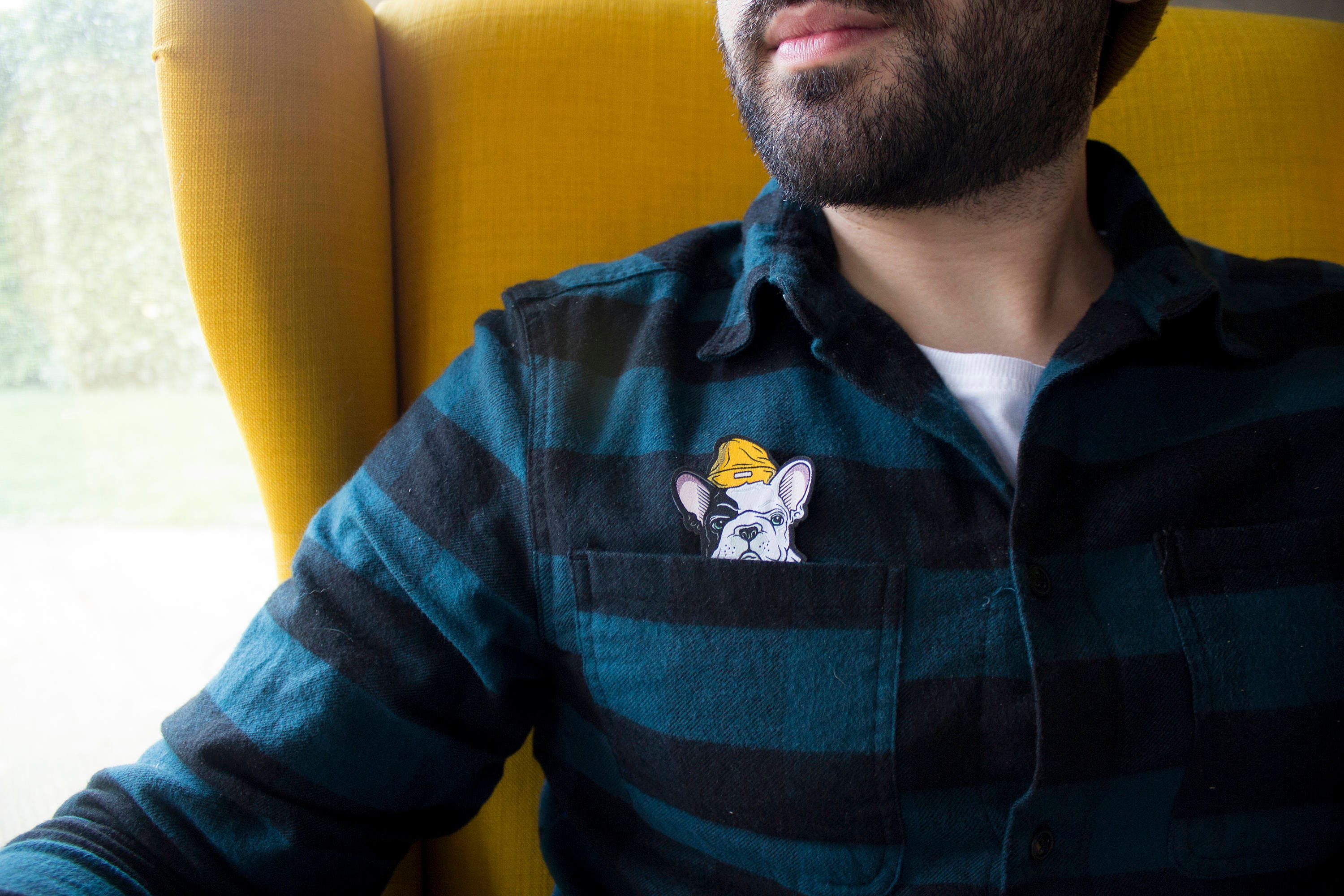 Hipster Frenchie Woven Patch by Hello INK - Etsy