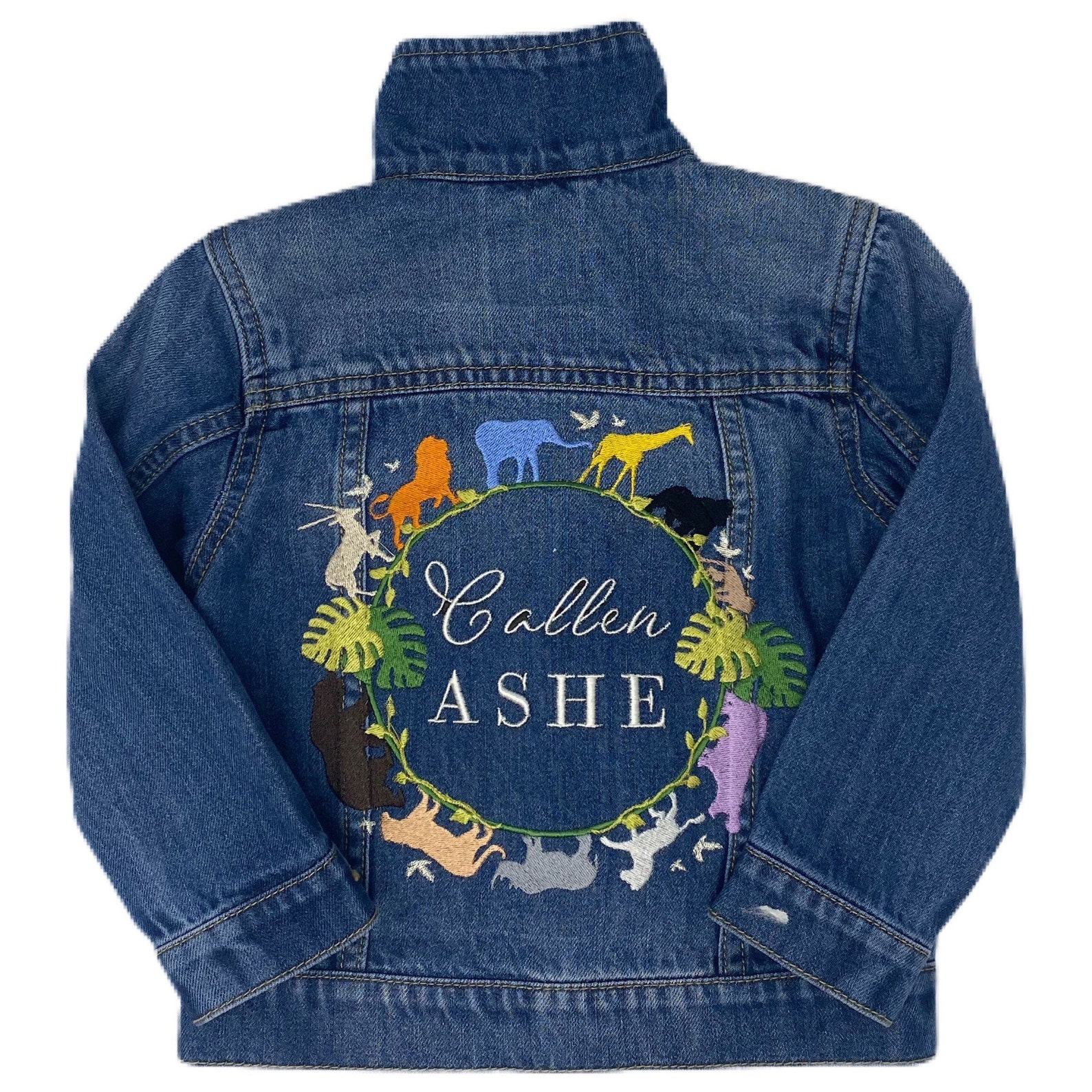 Custom Boys Denim Jacket Jungle Animal Embroidered Jacket | Etsy UK