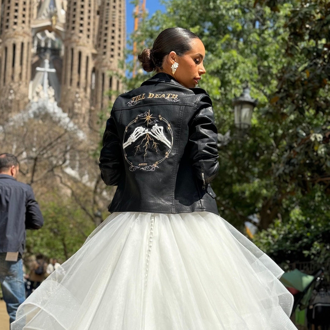 Till Death Leather Jacket Black Wedding Embroidered Leather Jacket ...