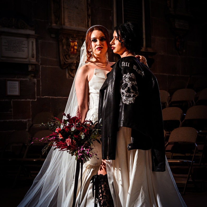 Gothic Wedding Faux Leather Jacket, Til Death Sugar Skull Bridal Cover ...