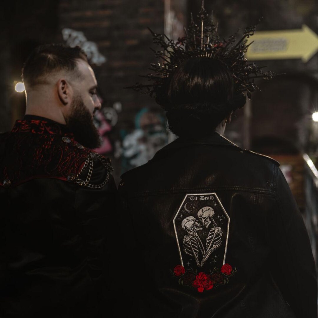 Lovers Til Death Black Bride Leather Jacket Custom Wedding Jacket ...