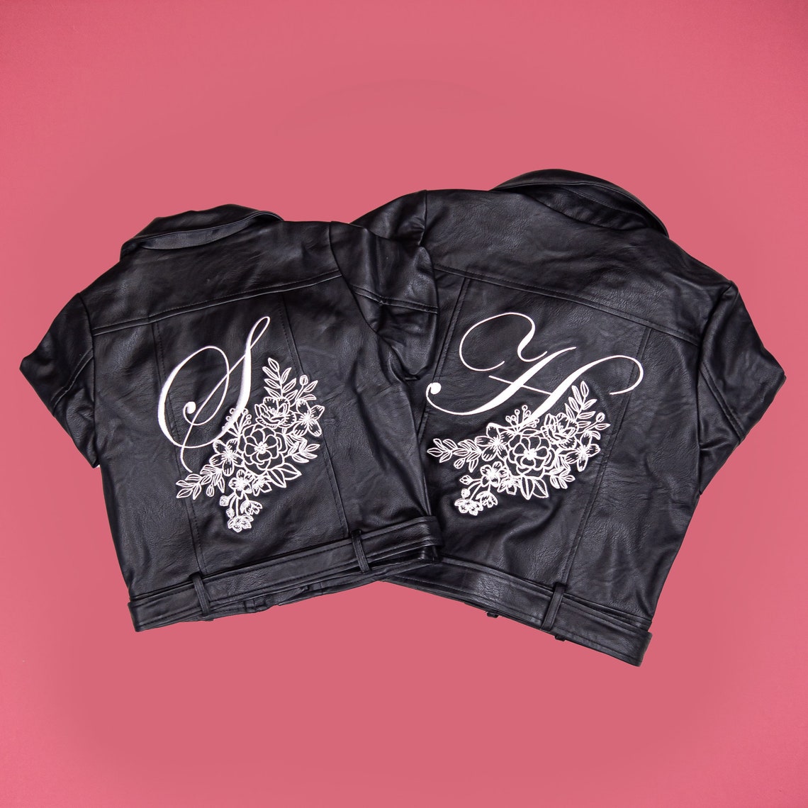 Custom Flower Girl Leather Embroidered Kid s Name Jacket Etsy