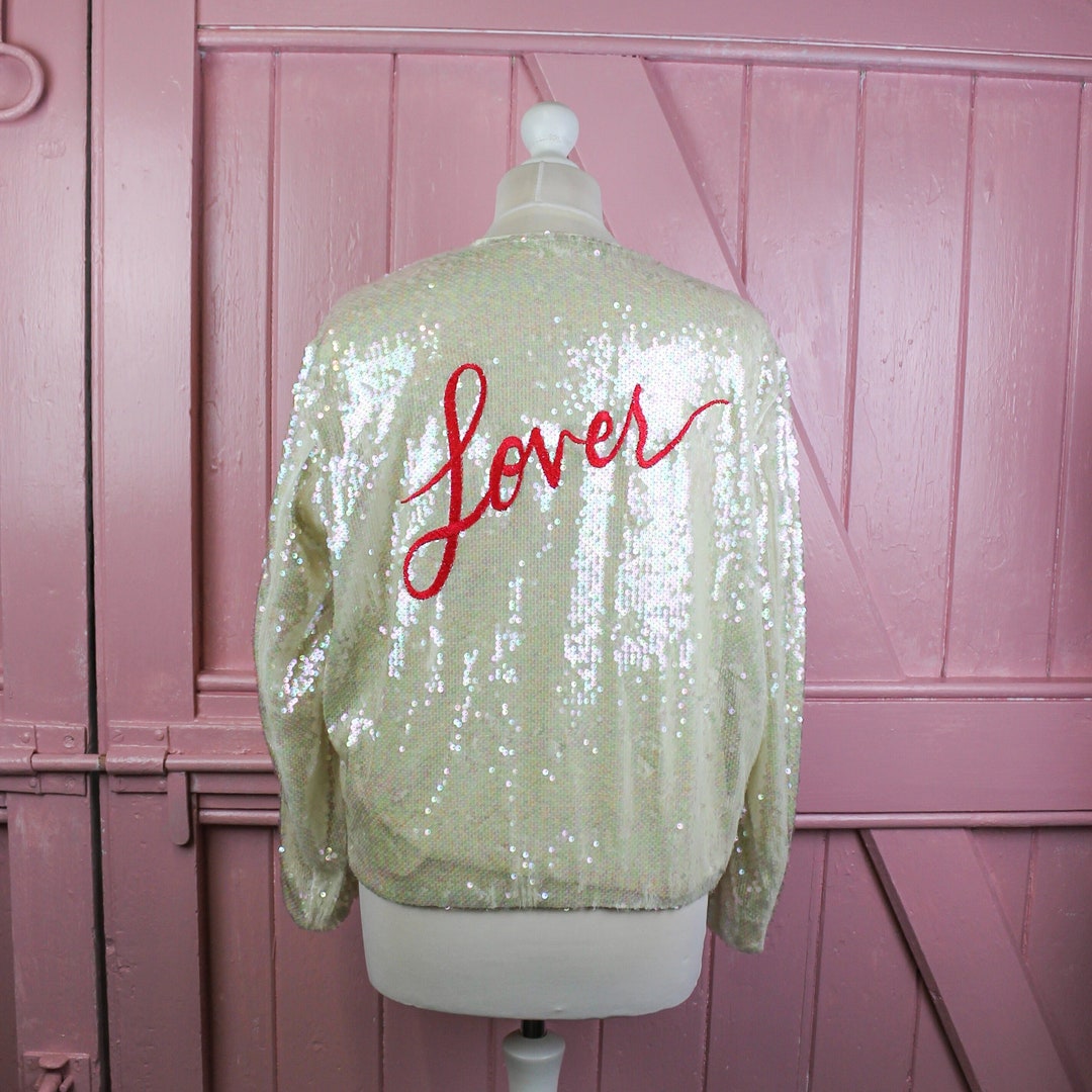 White Sequin Bomber Jacket Concert Jacket Glitter Tinsel Jacket Music ...