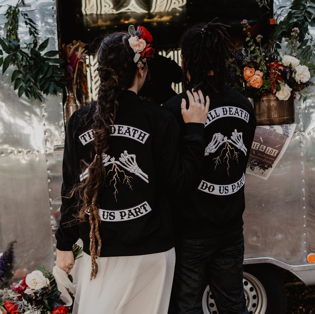 Couple Matching Outfits Embroidered Denim Jacket Bridal Cover up Custom ...