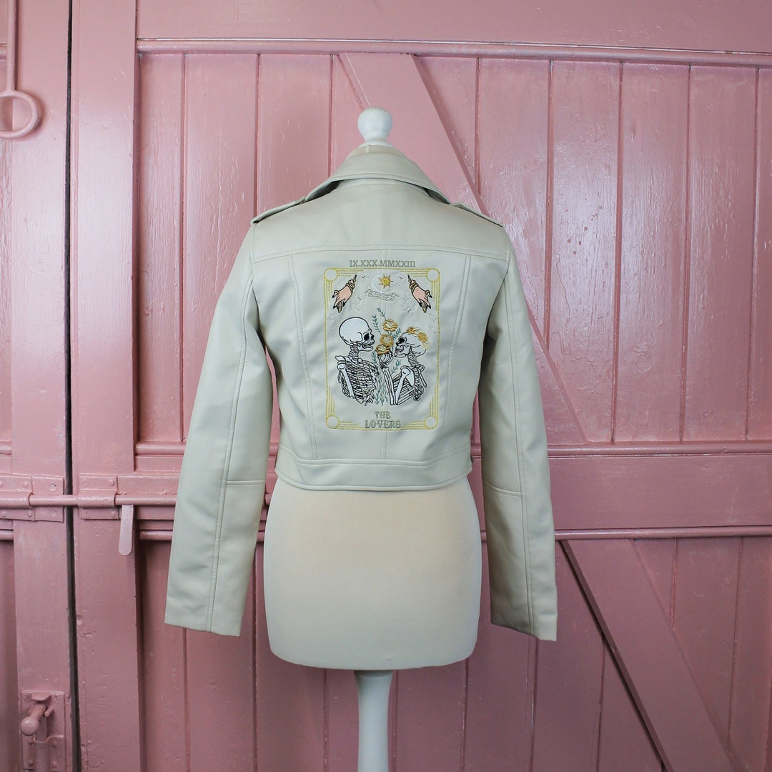 The Lovers Tarot Card Cream Bride Leather Jacket Bridal Cover - Etsy