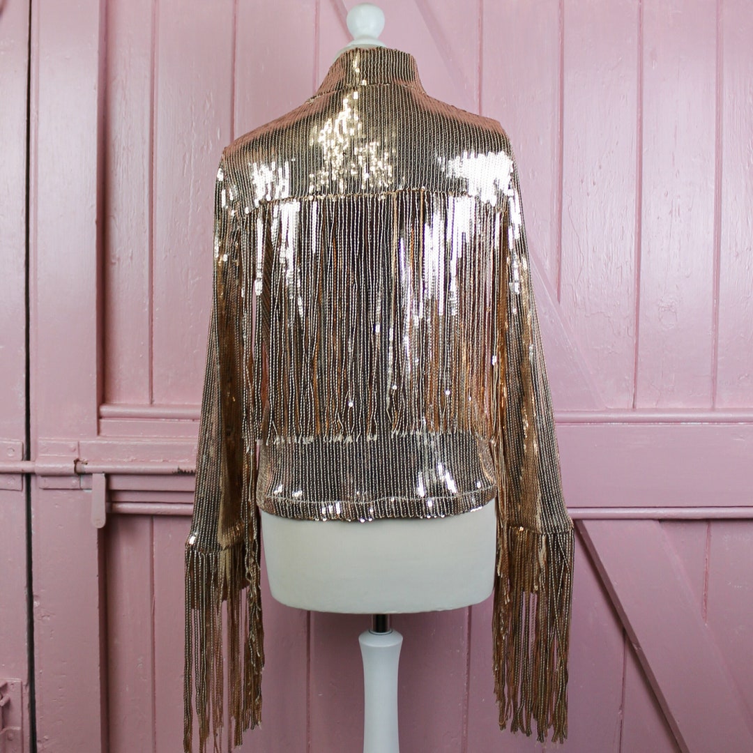 Rose Gold Sequin Jacket Sequin Fringe Jacket Sequin Wedding Jacket ...