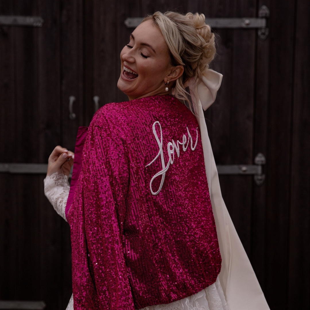 Sparkly Pink Sequin Jacket Bridal Cover up Festival Jacket Sequin ...