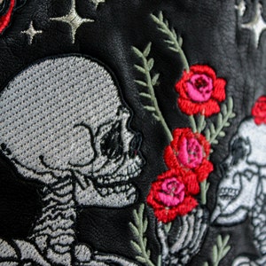 Embroidered Bride Leather Jacket Skeleton Leather Jacket Bride Skull ...