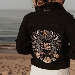 Custom Denim Jacket Moon Stars Wedding Bridal Cover up Custom Bride ...