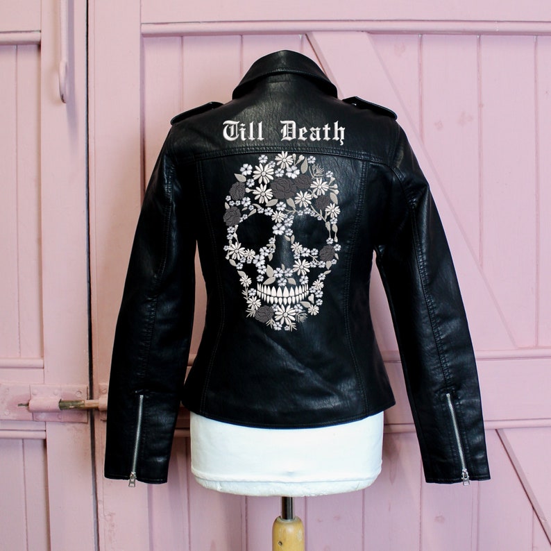 Gothic Wedding Faux Leather Jacket, Til Death Sugar Skull Bridal Cover ...