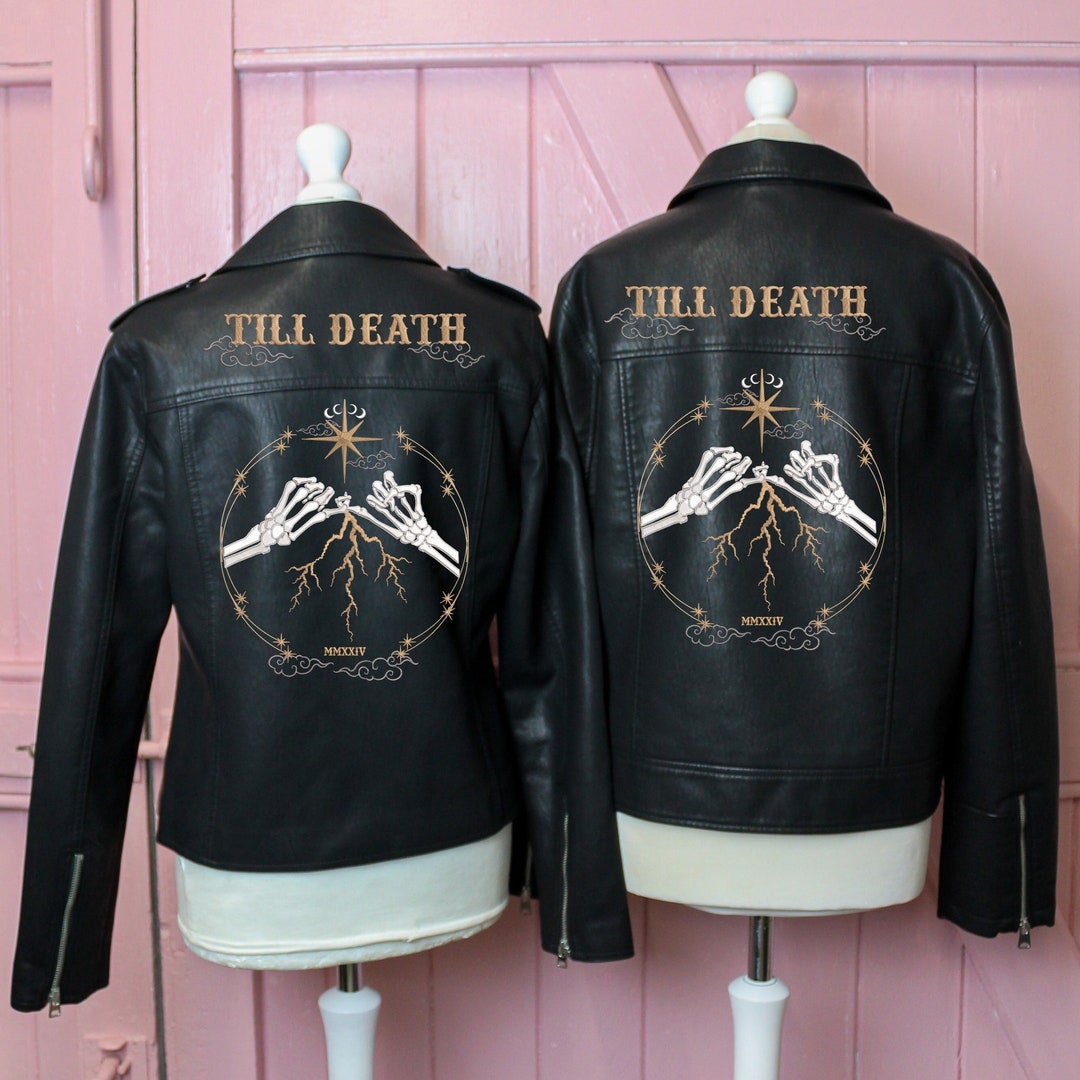 Till Death Leather Jacket Black Wedding Embroidered Leather Jacket ...