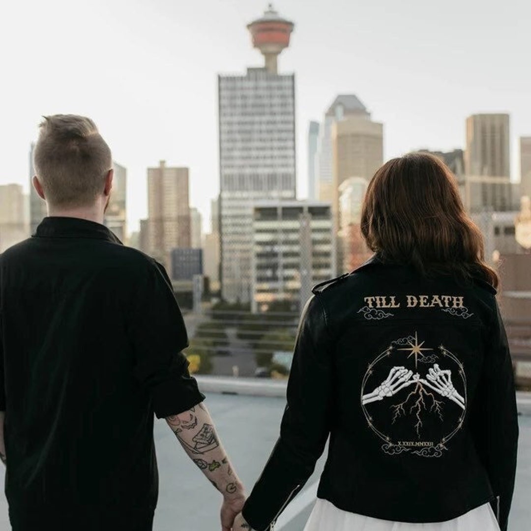 Till Death Leather Jacket Black Wedding Embroidered Leather Jacket ...