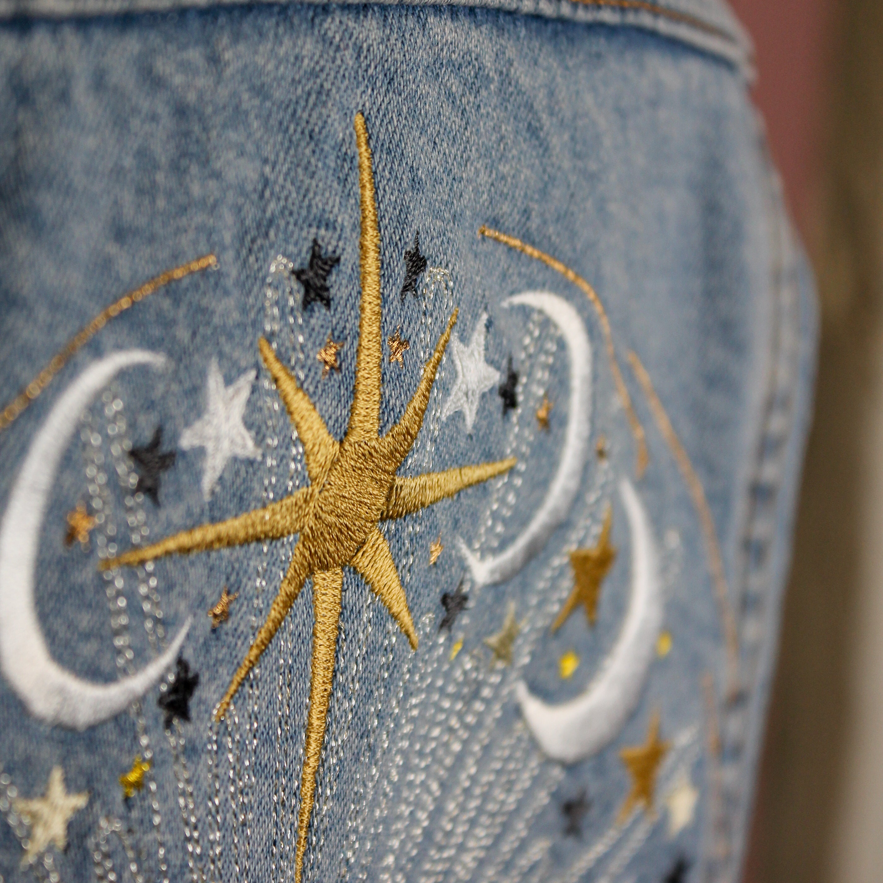Custom Denim Jacket Moon Stars Wedding Bridal Cover up Custom - Etsy UK